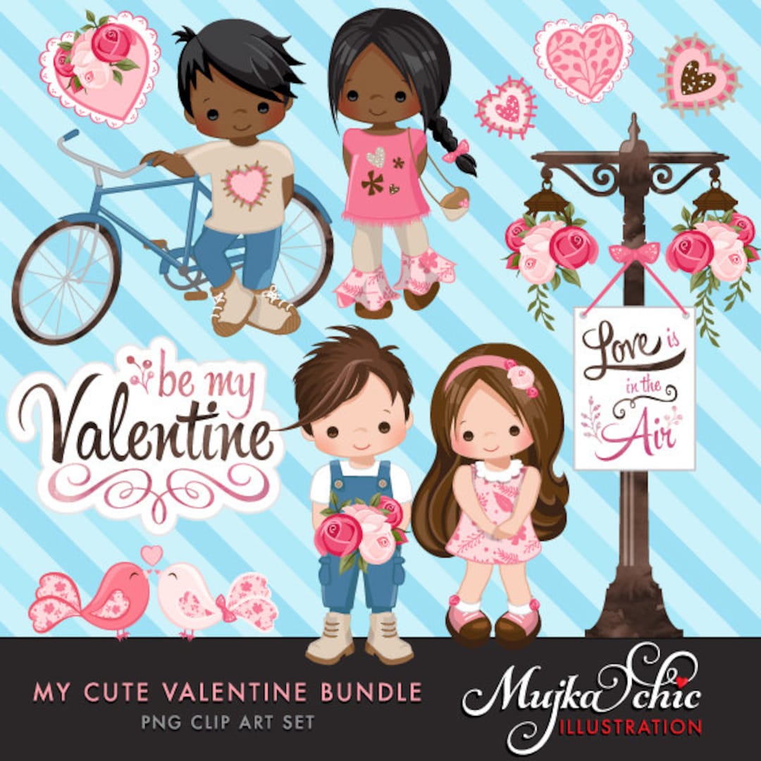 Valentine Clipart and Invitation Bundle With Cute Characters. Valentine ...