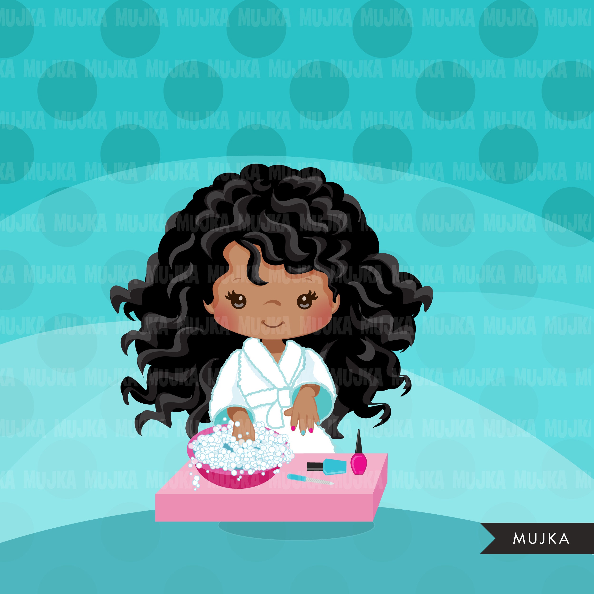 Spa Clipart, Manicure Black Girl, Spa Birthday Party Graphics Nail ...