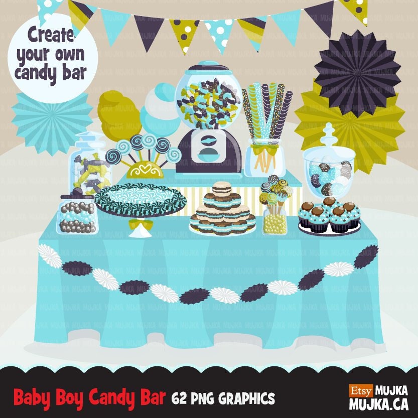 Baby Boy Candy Clipart. Baby shower Buffet bar display | Etsy