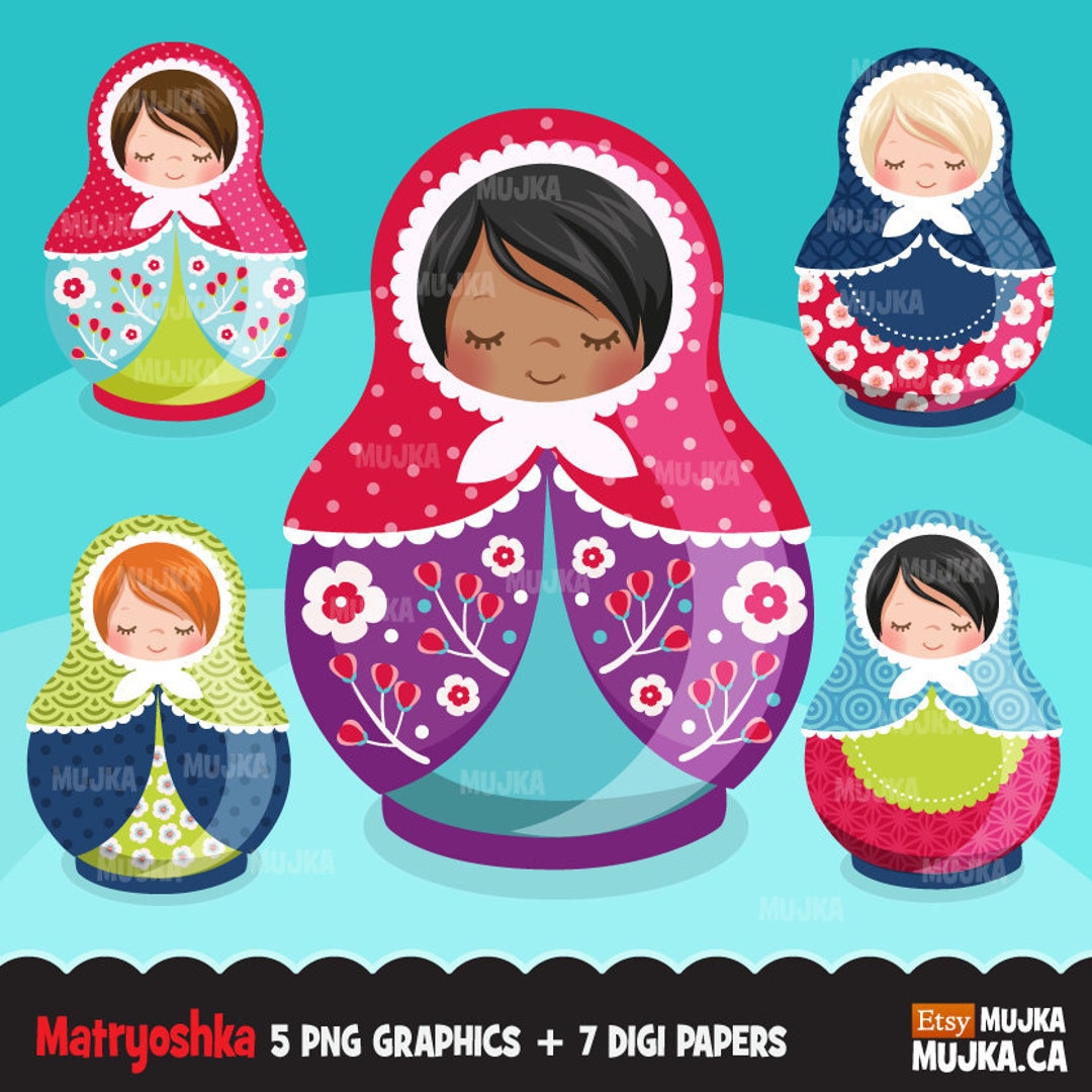 Matryoshka Clipart, Russian Nesting Dolls Graphics, Card Making ...