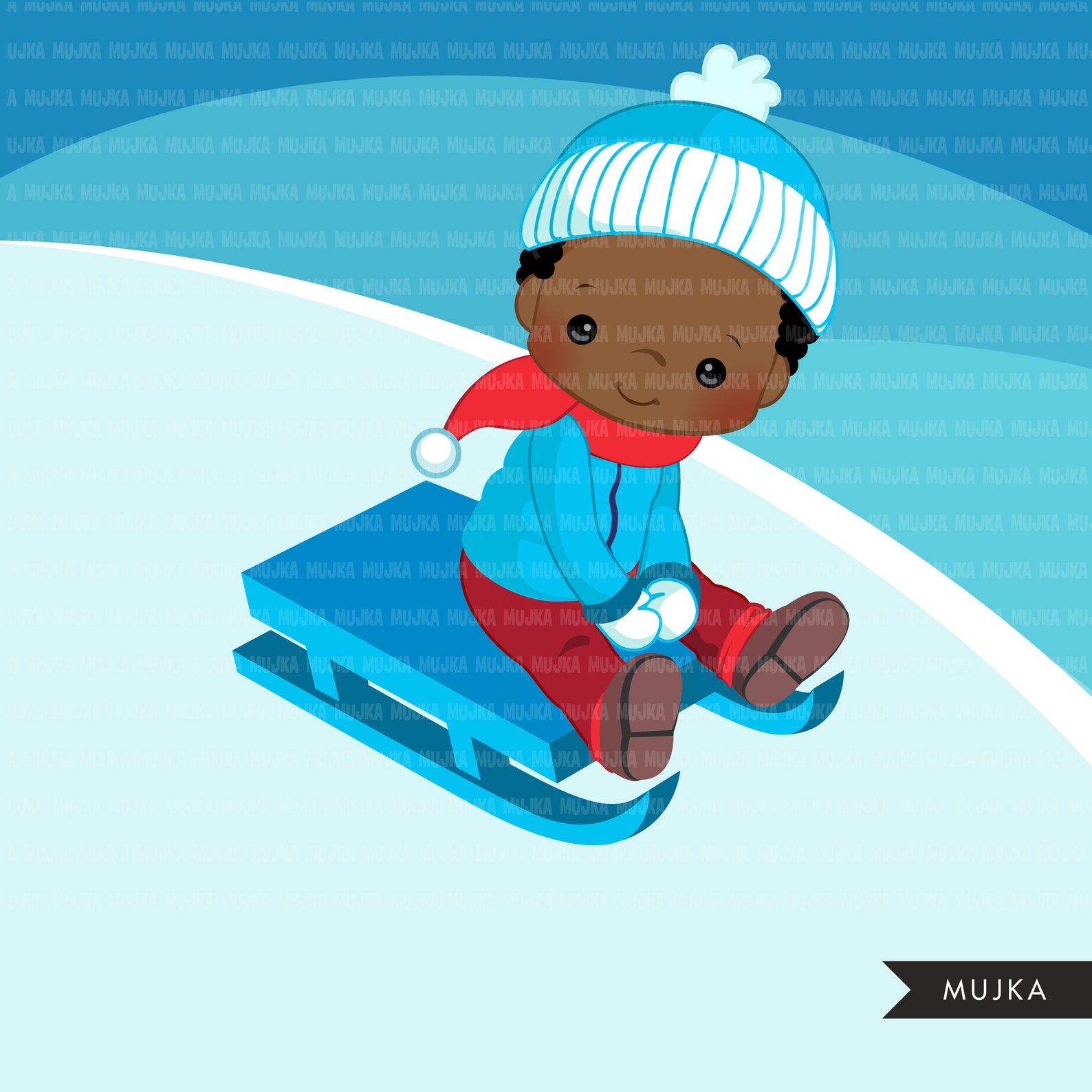 Winter Sled Snow Kids Clipart, Kids Sledding, Tobogganing, Winter ...
