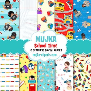 School Digital Papers, Seamless School Patterns, School Printable ...