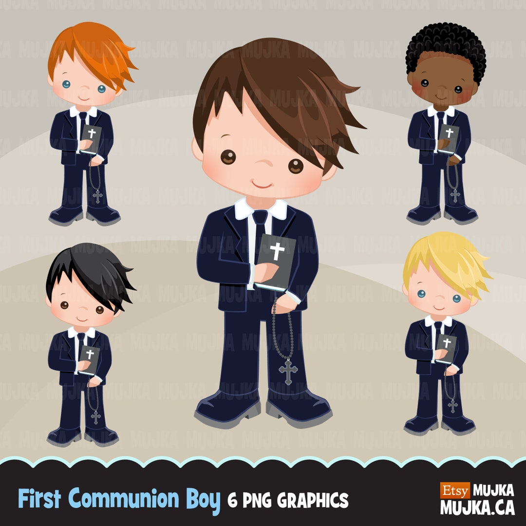 First Communion Clipart for Boys Add on Blue Suit. Cute Communion ...