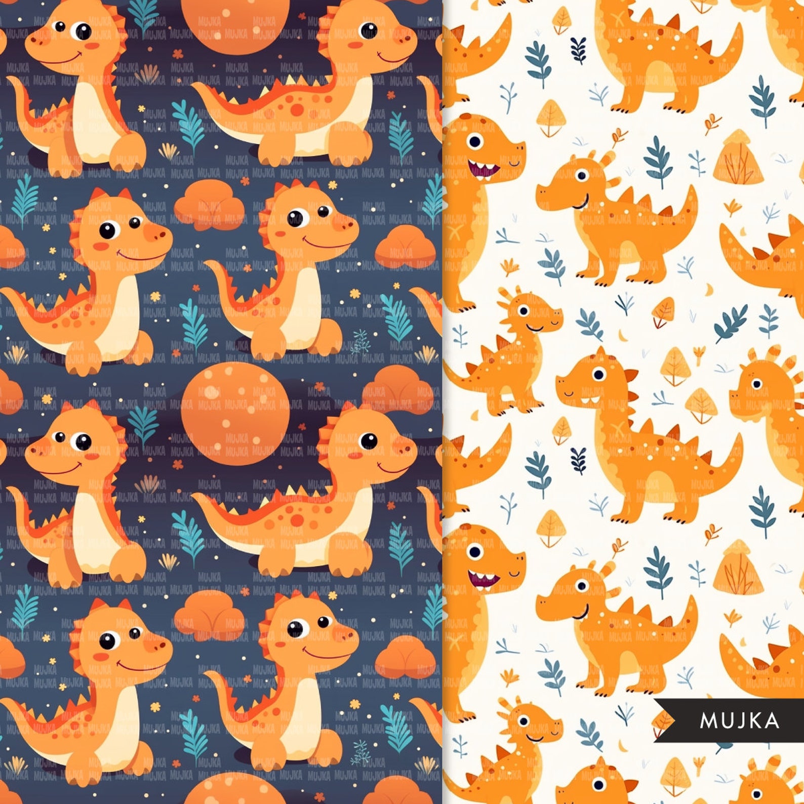 Baby Dino Digital Papers, Dinosaur Seamless Patterns, Dino Printable ...