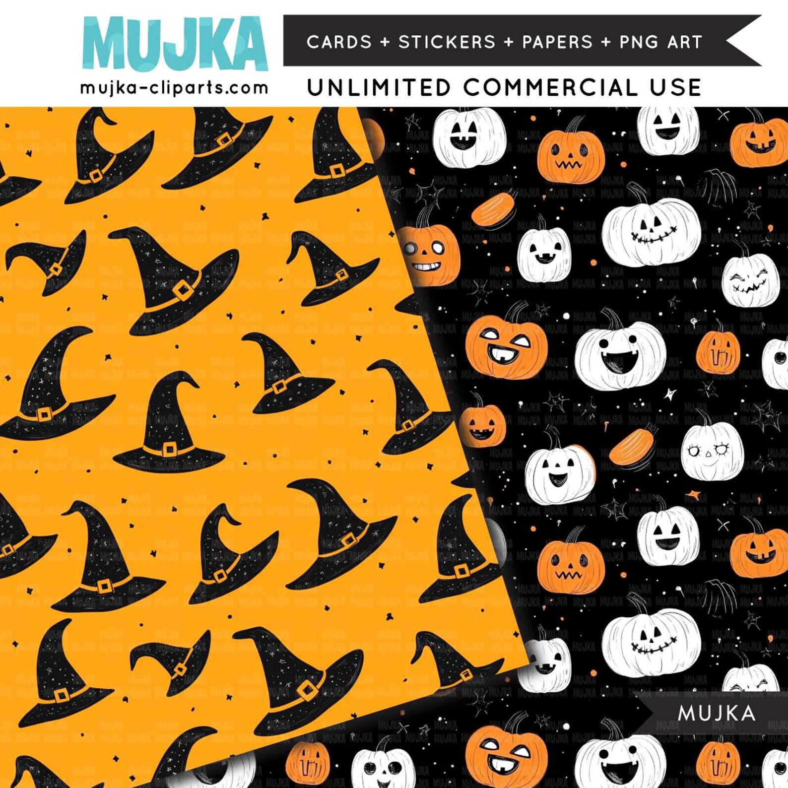 Cute Halloween Digital Papers, Halloween Baby Background, Skull ...