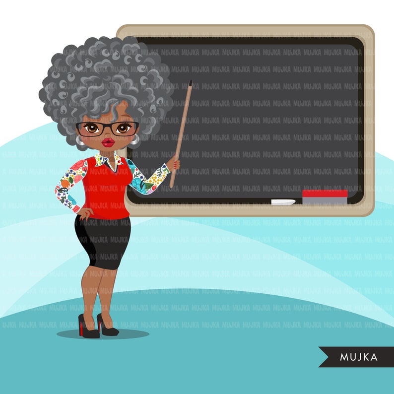 Teacher Clipart Black Woman Png School Clipart Education | Etsy