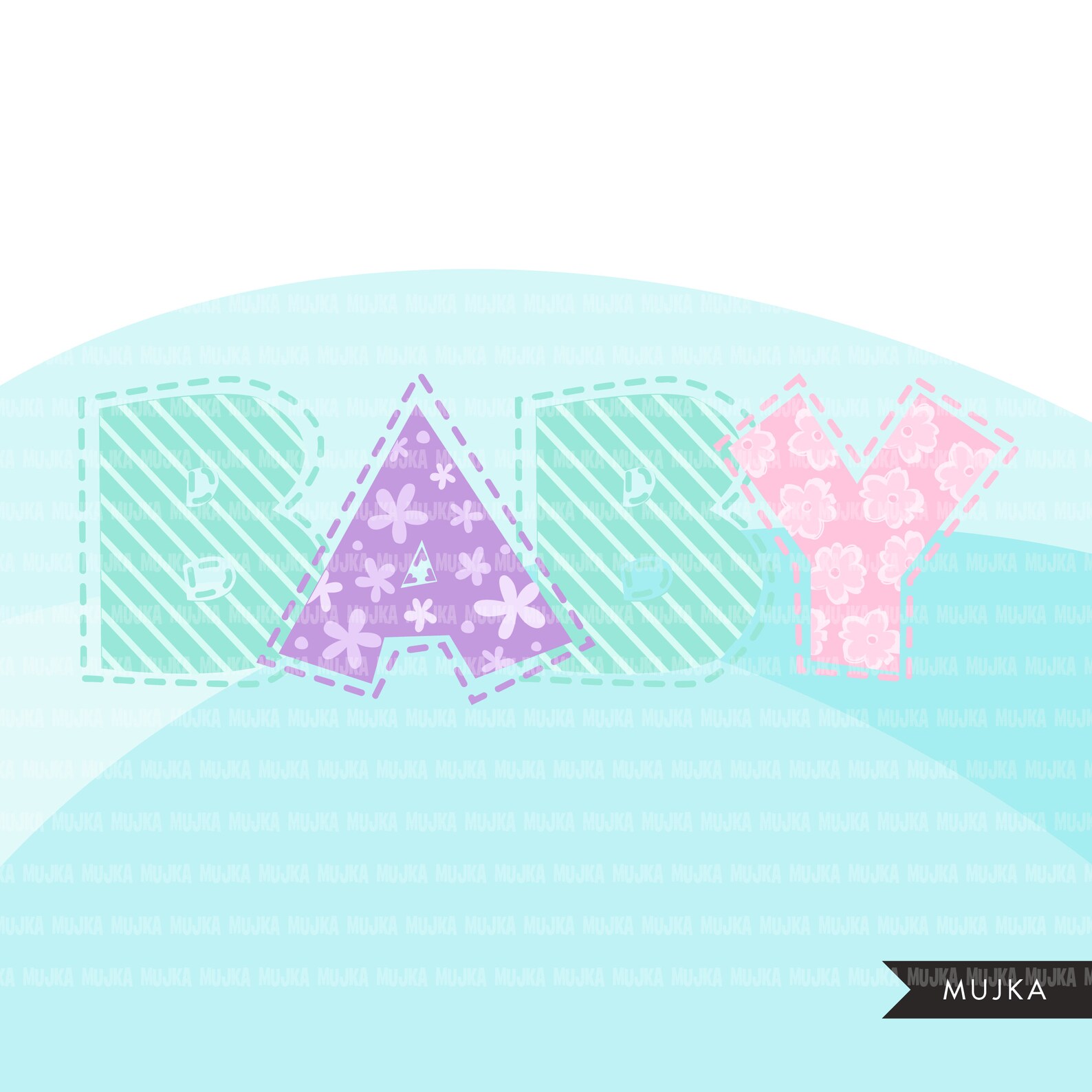 Baby Girl Alphabet Clipart Bundle Stitched Lines Stackable - Etsy