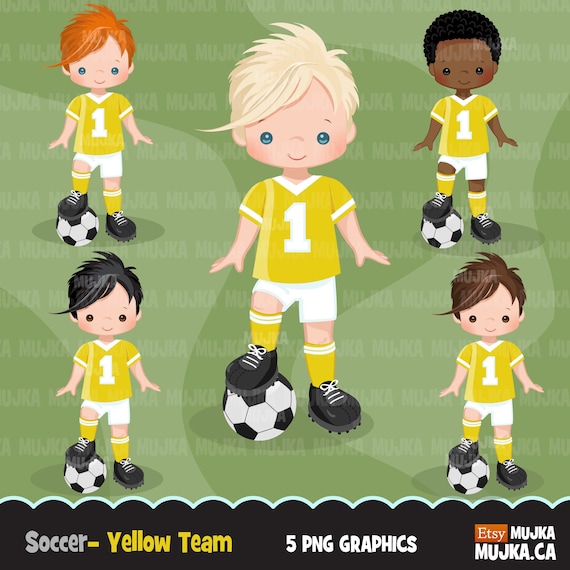 Soccer clipart. Sport graphics, boys soccer player characters ...