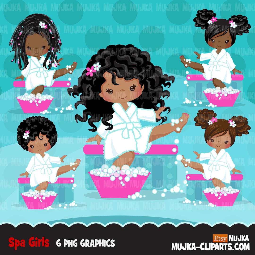 Spa Png, Spa Clipart, Spa Birthday Png, Black Girl Spa Clipart, Spa ...