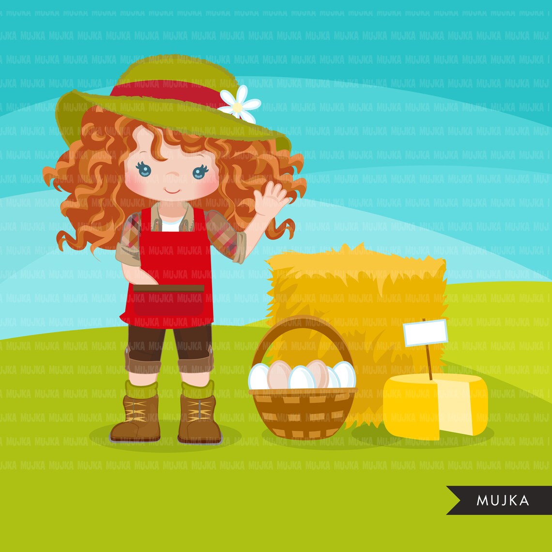 Farmer's Market Clipart Girl Graphics, Cute Farmers, Fall Harvest, Farm ...