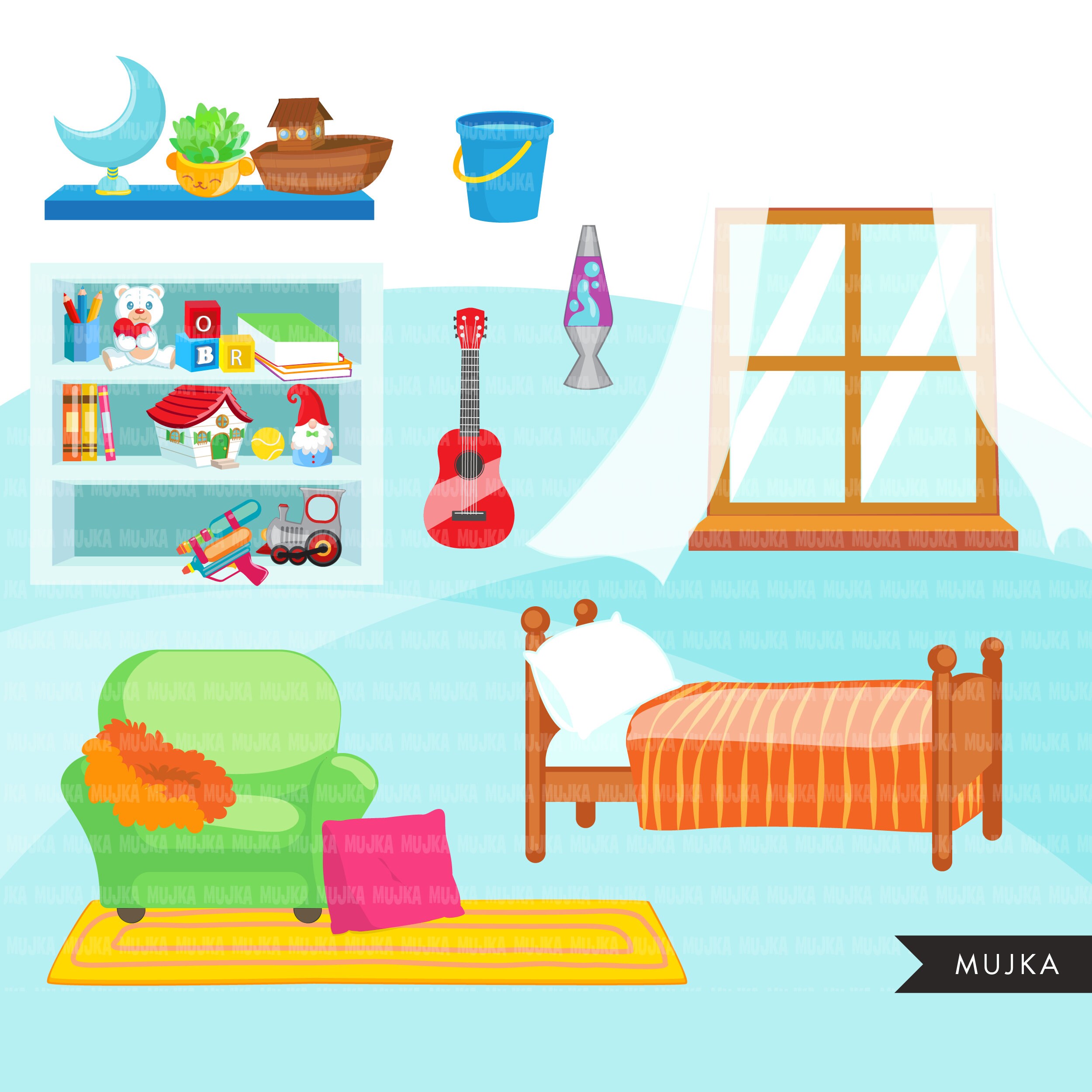 Chores Clipart cleaning room tidying up children's room | Etsy