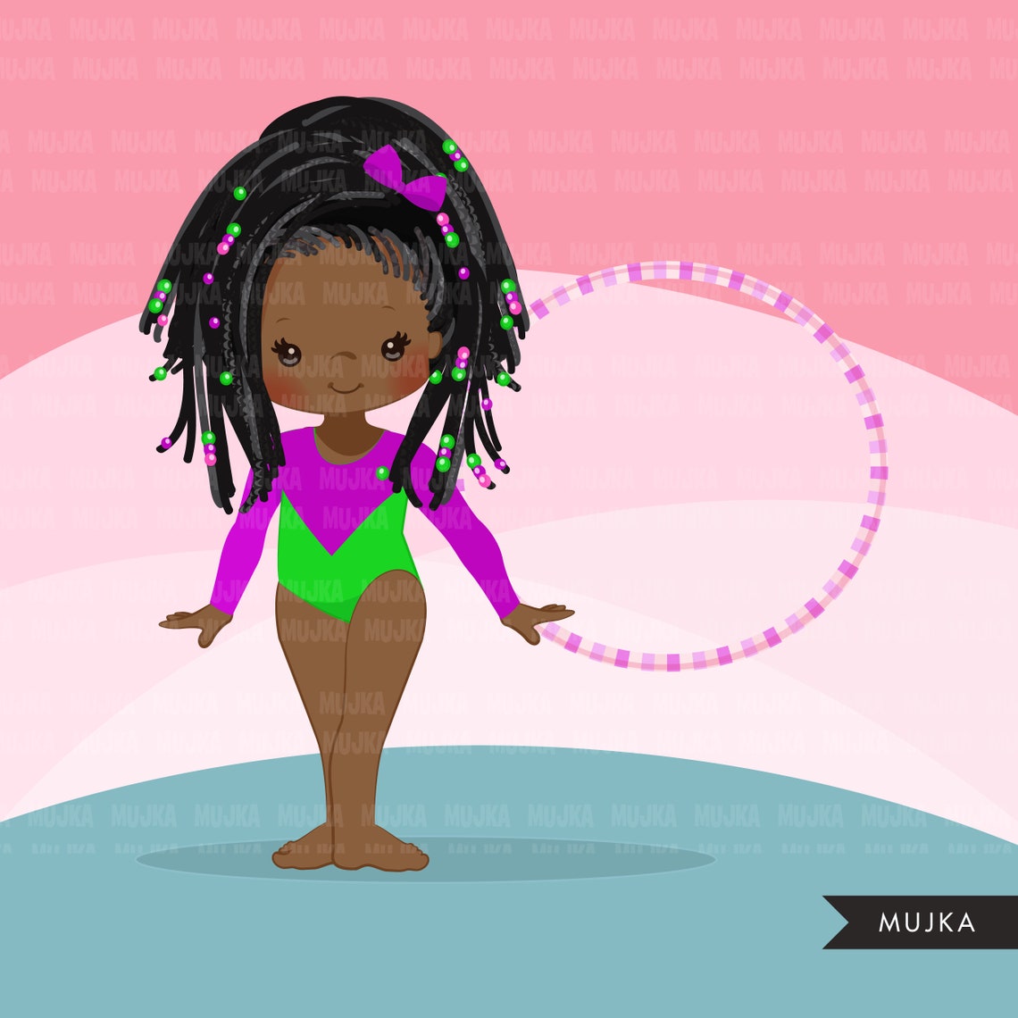 Gymnastics Clipart Gymnast Black Girls Hula Hoop Sports | Etsy