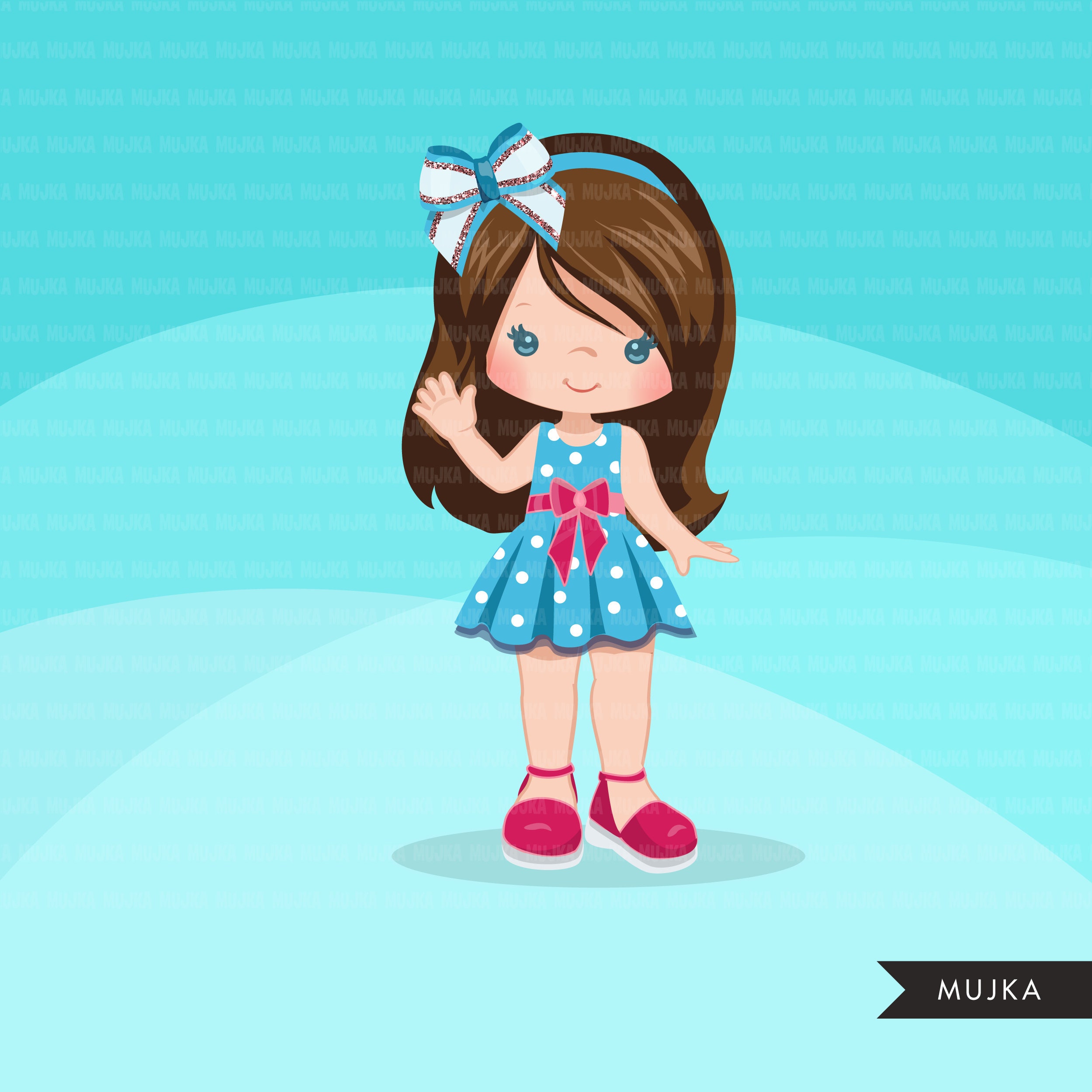 Polka Dot Dress Little Girl Clipart. Cute Spring Summer - Etsy Canada