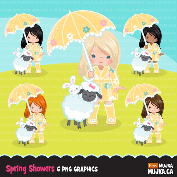 Spring showers clipart, cute girl png, Easter bunny png, Easter lamb ...