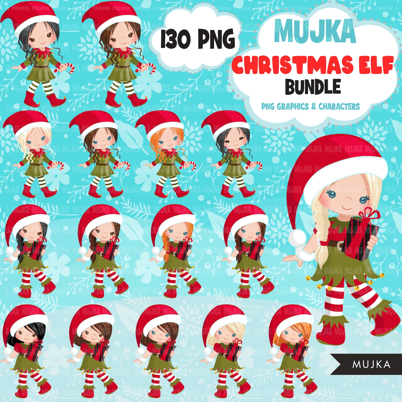 Christmas Elf Bundle Elf Png Elves Clipart African American - Etsy