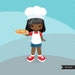 Baking Clipart Pizza Chef Clipart. Little Girl Graphics, Embroidery ...