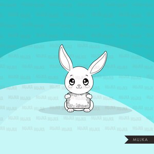 Easter Digital Stamps, Bunny Ears, Black & White Graphics, Egg Hunt ...