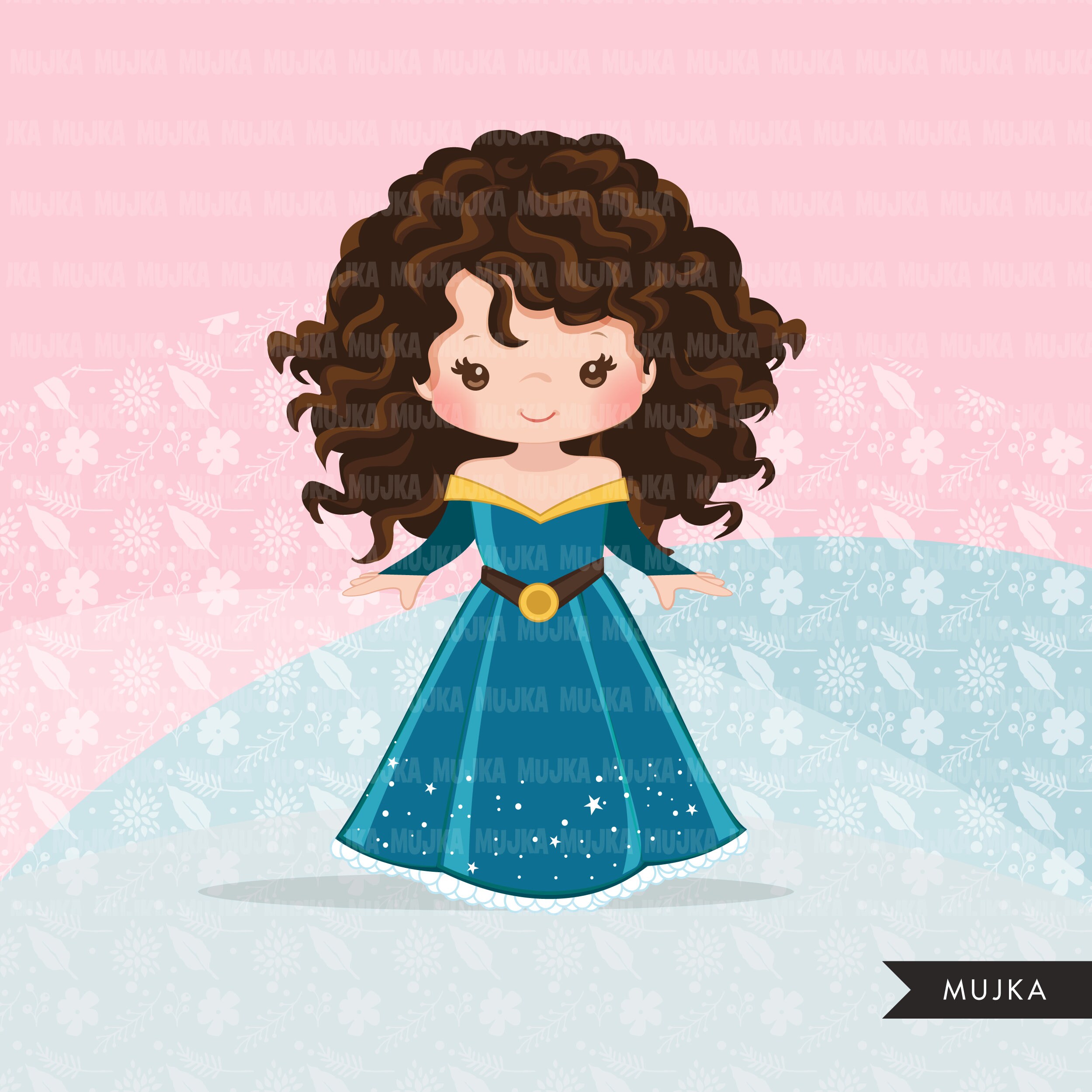 Princess Clipart, Fairy Tale Graphics, Girls Story Book, Dark Blue ...