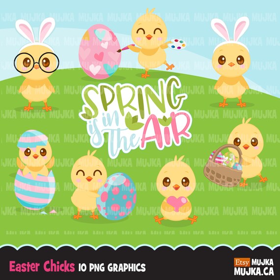 Cute Easter clipart, Easter chicks png, spring is in the air png ...