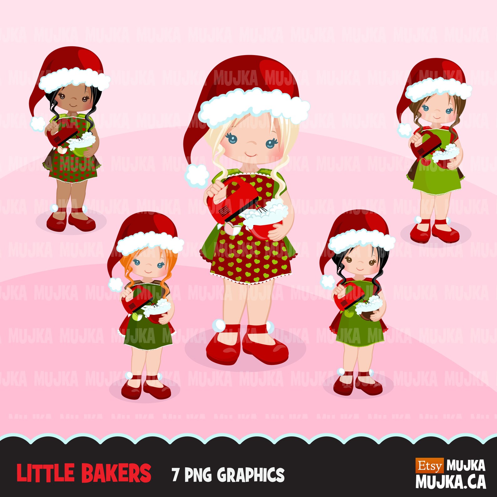 Christmas Baking Clipart Cute Baker Characters, Kitchen Baking Party ...