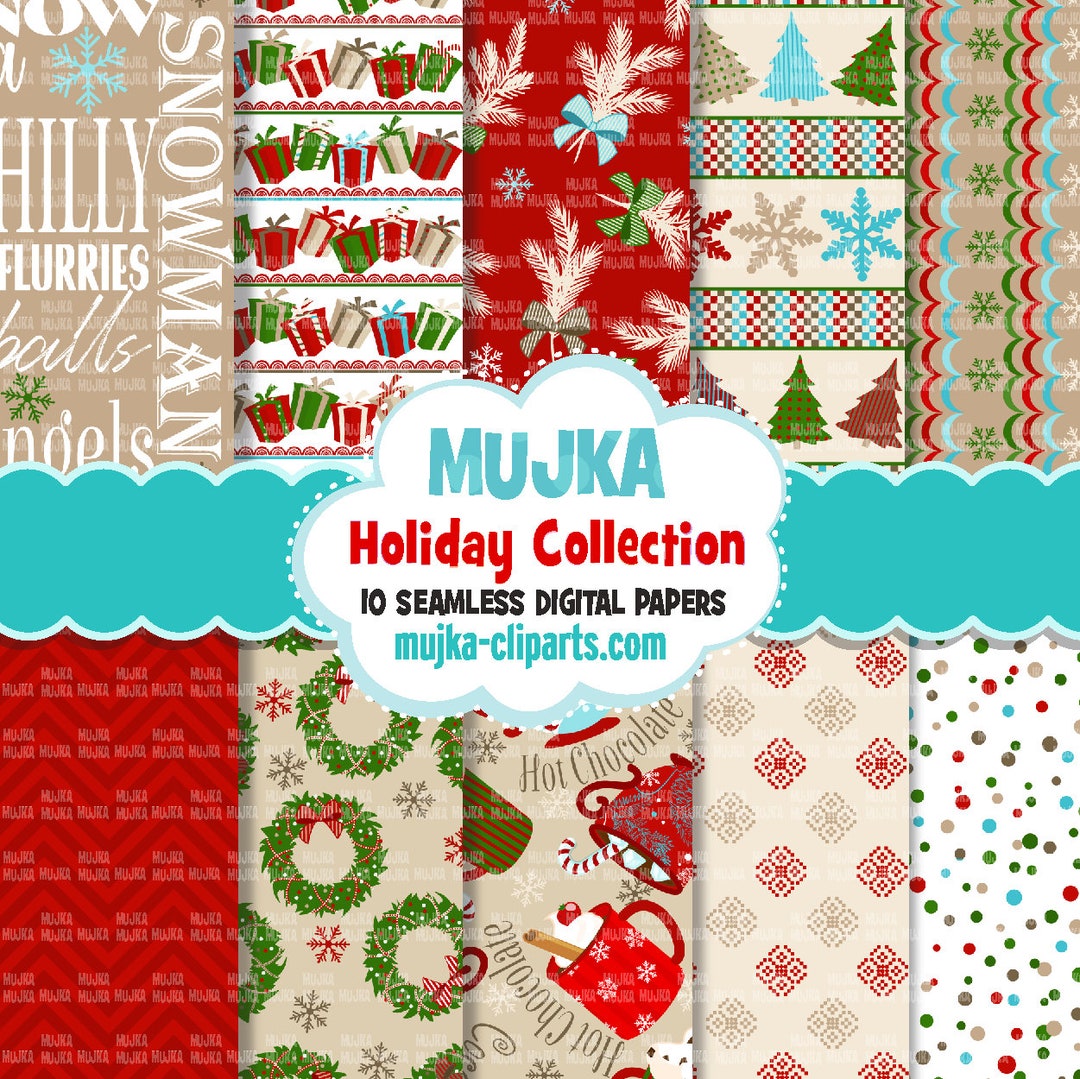 Christmas Digital Papers, Hot Chocolate Papers, Vintage Christmas ...
