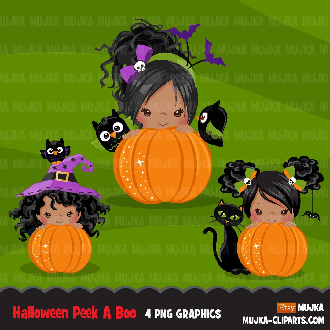 Halloween Clipart, Halloween Peekaboo, Peekaboo Clipart, Cute Halloween ...