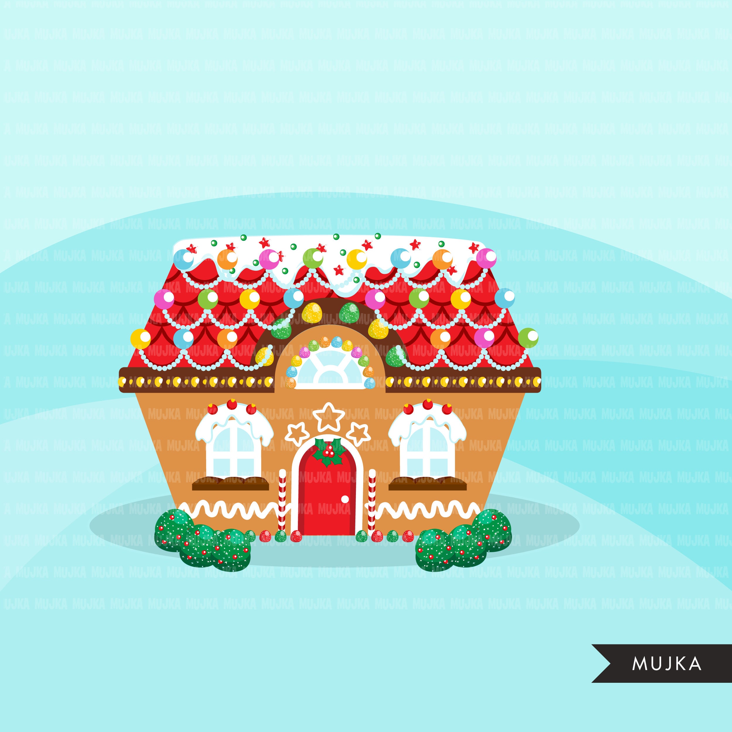 Christmas Clipart, Gingerbread Clipart, Gingerbread House, Sublimation ...