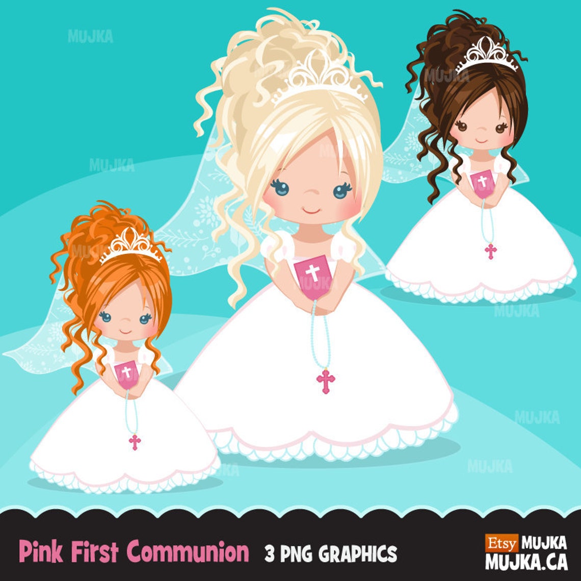 Pink First Communion Clipart for Girls. Holy Communion - Etsy Canada