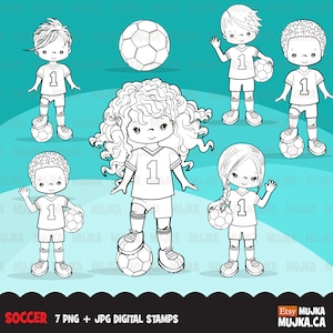 Soccer Clipart Bundle, Playing Soccer Ball, Sports, Birthday Party ...