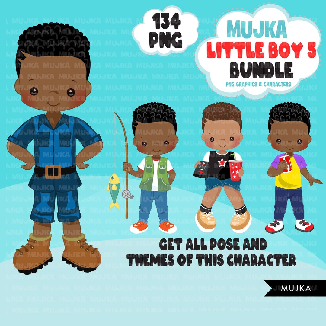 Black Boy Png Bundle, Black Boy Clipart, Black Boy Art, Little Boy ...