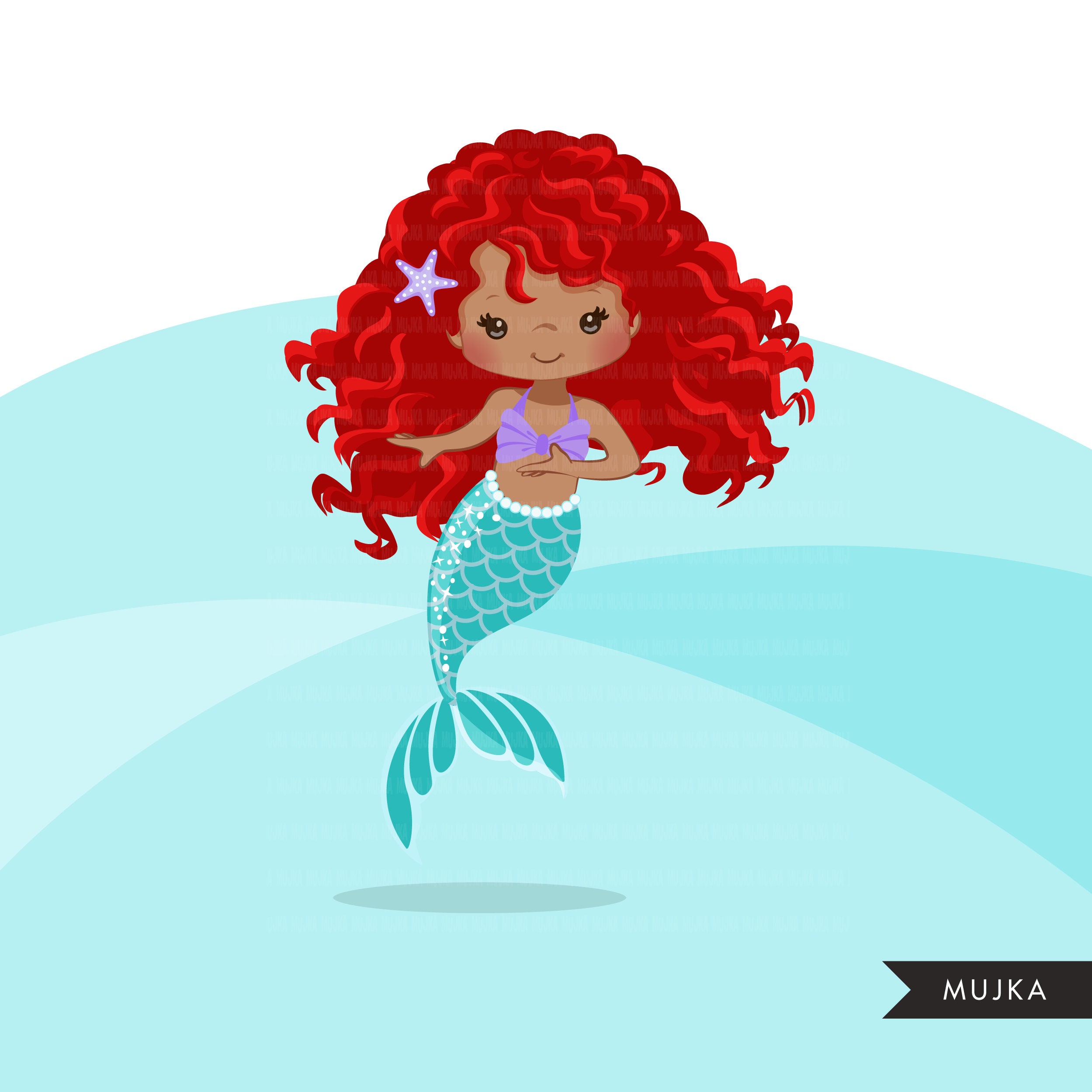 Little Mermaid Clipart, Mermaid PNG, Mermaid Sublimation Graphics ...