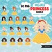 Princess Bundle, Princess Png, Princess Clipart, Birthday Bundle, Black ...