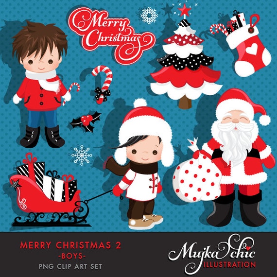 Christmas Clipart. Santa graphics, cute christmas elements, polka dot ...