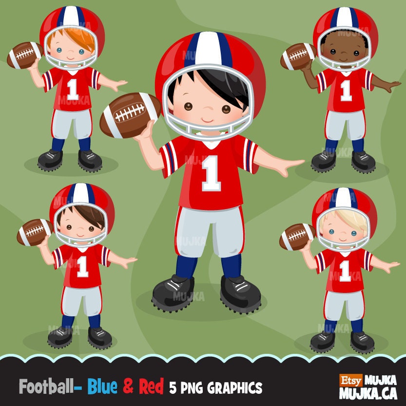 Football Clipart. Sport Graphics, Boys American Player Characters ...
