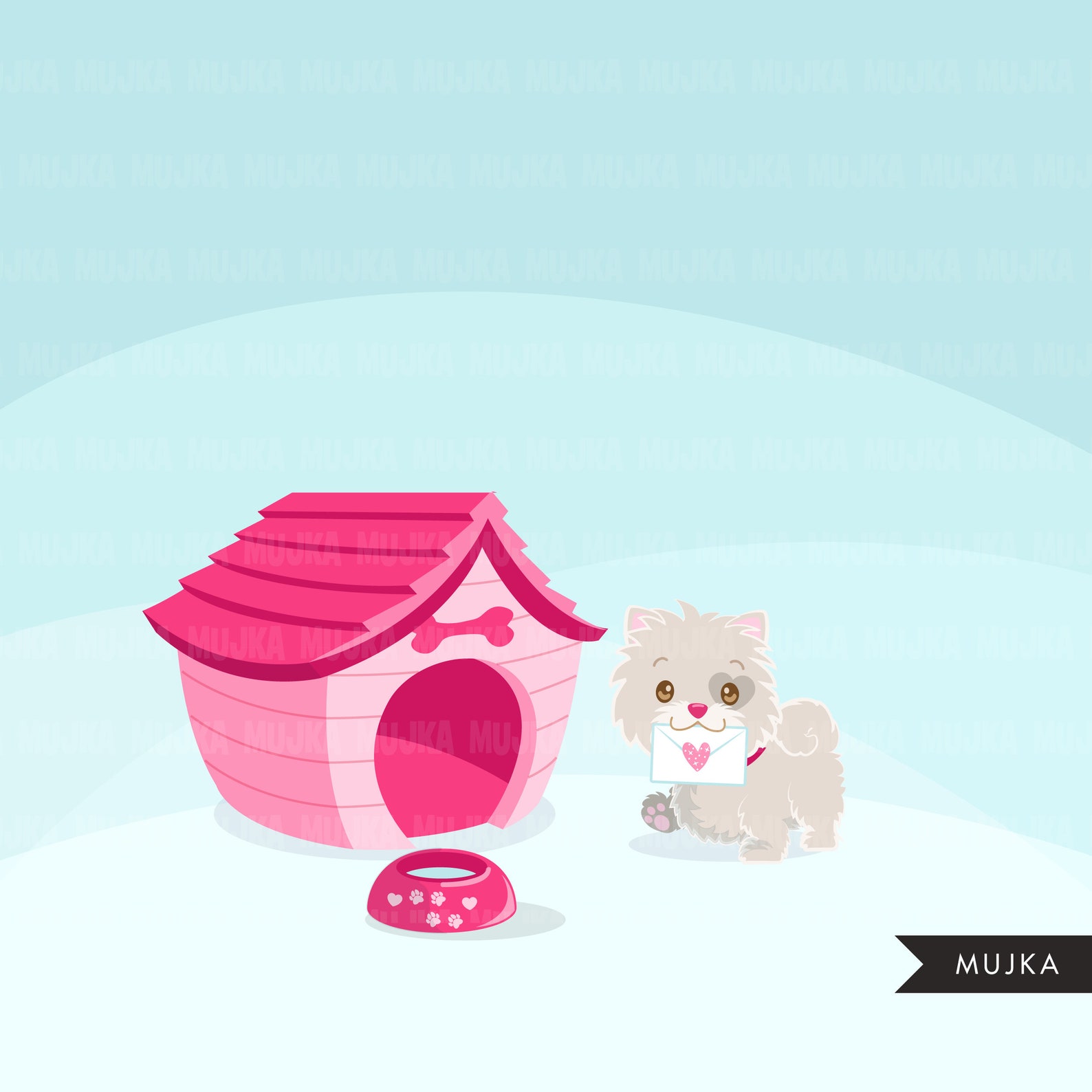 Valentine's Day Puppy Clipart. Cute Dog Graphics Puppy - Etsy