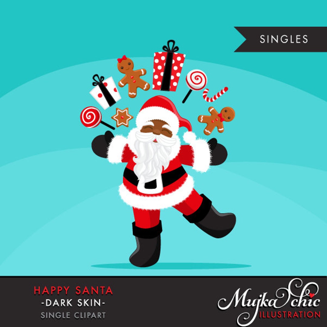 Black Santa Clipart, Santa Sublimation Designs Digital Download ...