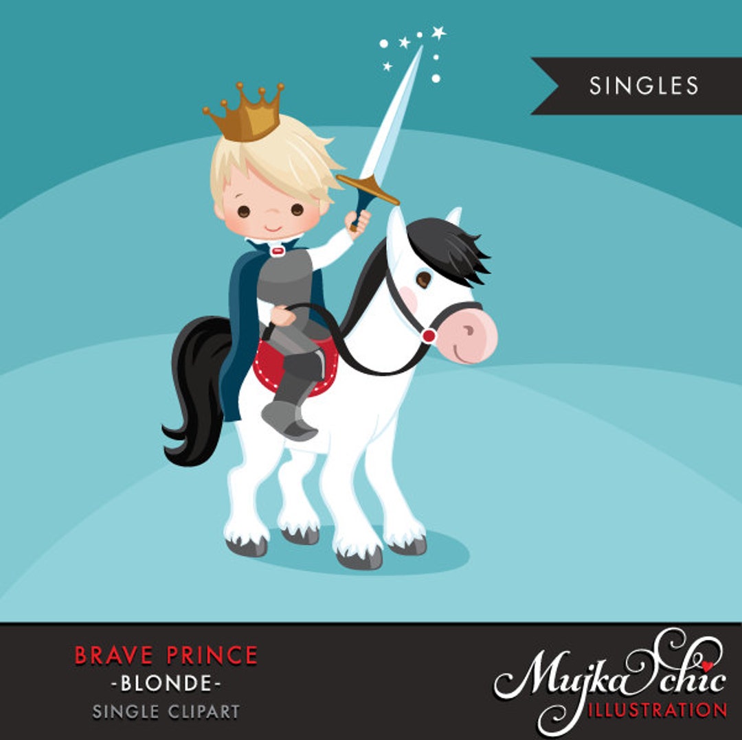 Brave Prince Clipart. Cute Prince Graphic, Horse, Crown, Single Clipart ...