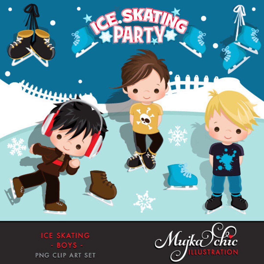 Ice Skating Clipart Sports Birthday Party, Winter Outdoor Graphics ...