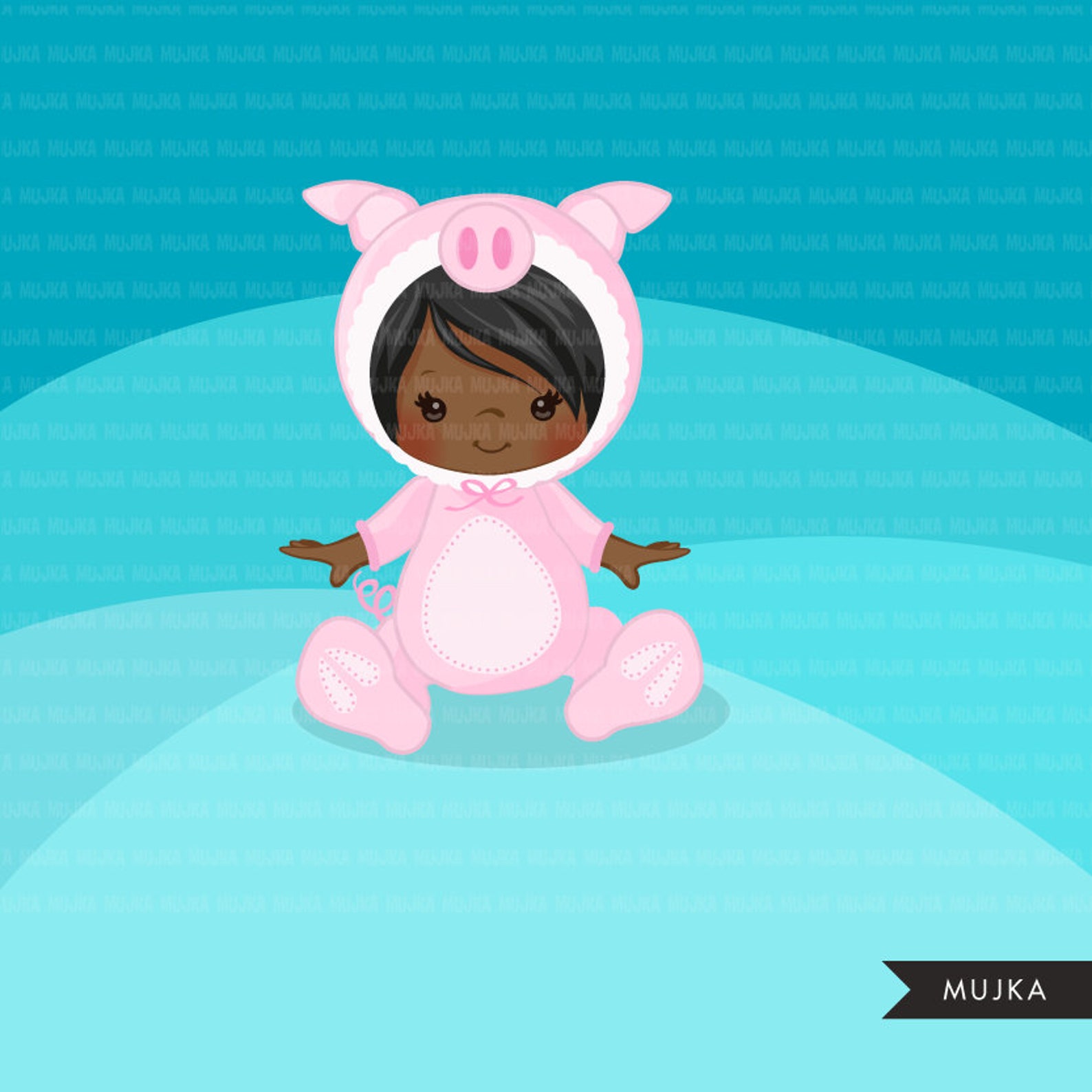 Baby Pig Clipart Halloween Costume Baby Shower Graphics Card | Etsy