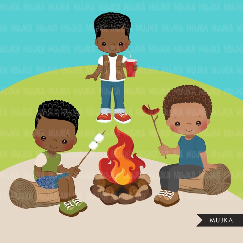 Black Boy Png, Camping Clipart, Campground Png, Campfire, Tent, Boy ...