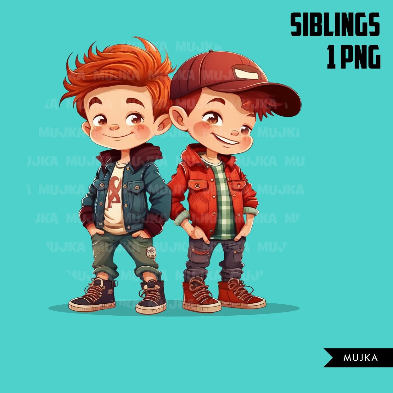 Siblings Art Brothers Png Friends Png Family Png Twin Boys - Etsy