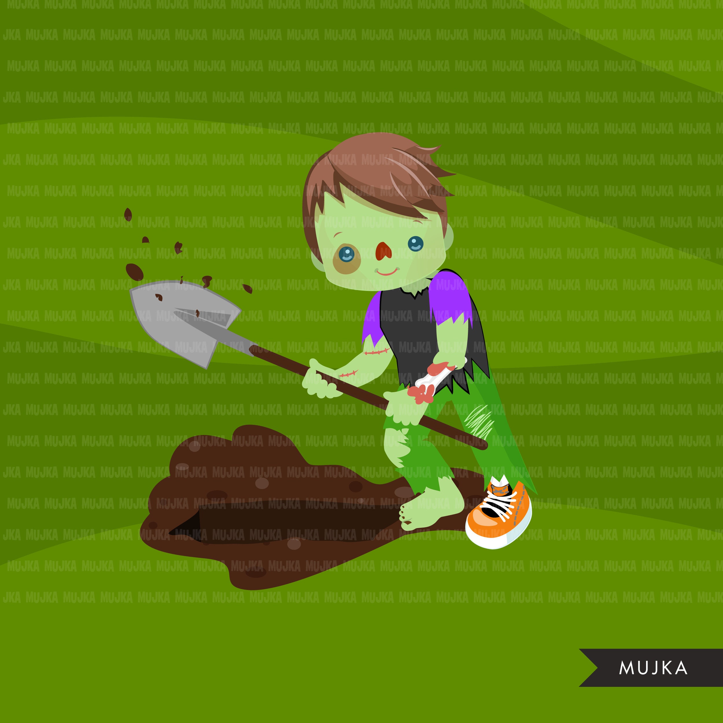 Halloween Clipart Zombie Clipart Zombie Kids Png Zombie | Etsy