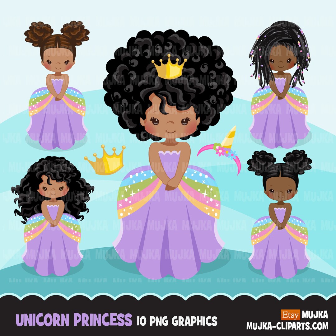 Unicorn Clipart, Black Princess, Unicorn Gifts, Rainbow, Fairy Tale ...