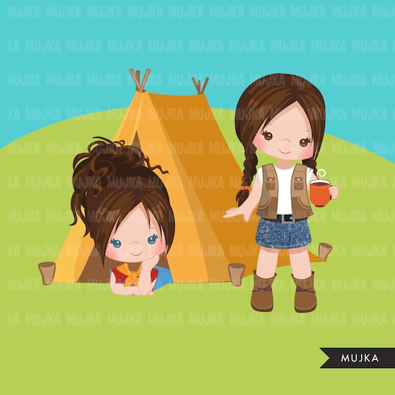 Girl Camping Clip Art
