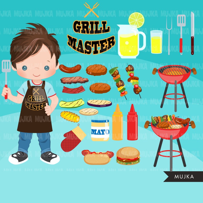 Grillmaster, BBQ Clipart Bundle, Picnic Graphics, Best Friends Clipart ...