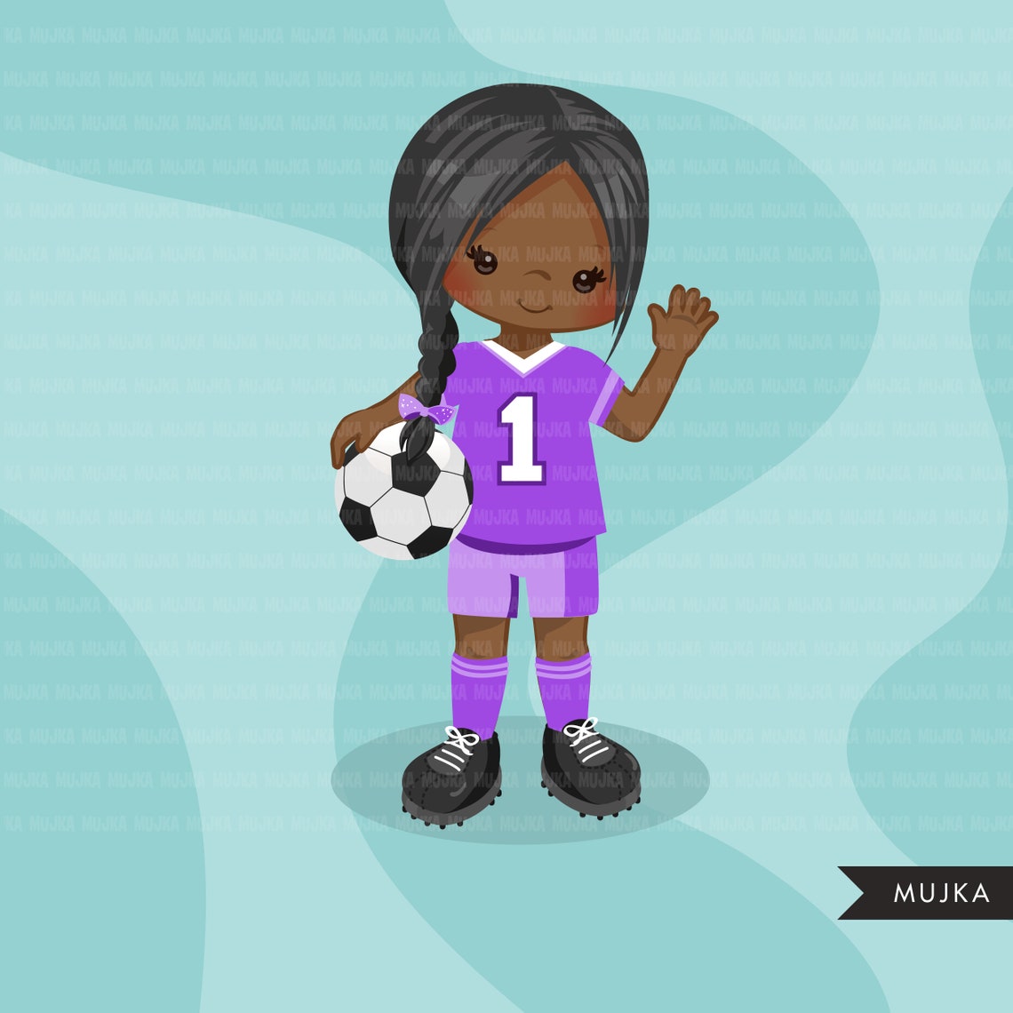 Soccer clipart. Sport graphics girls soccer player | Etsy