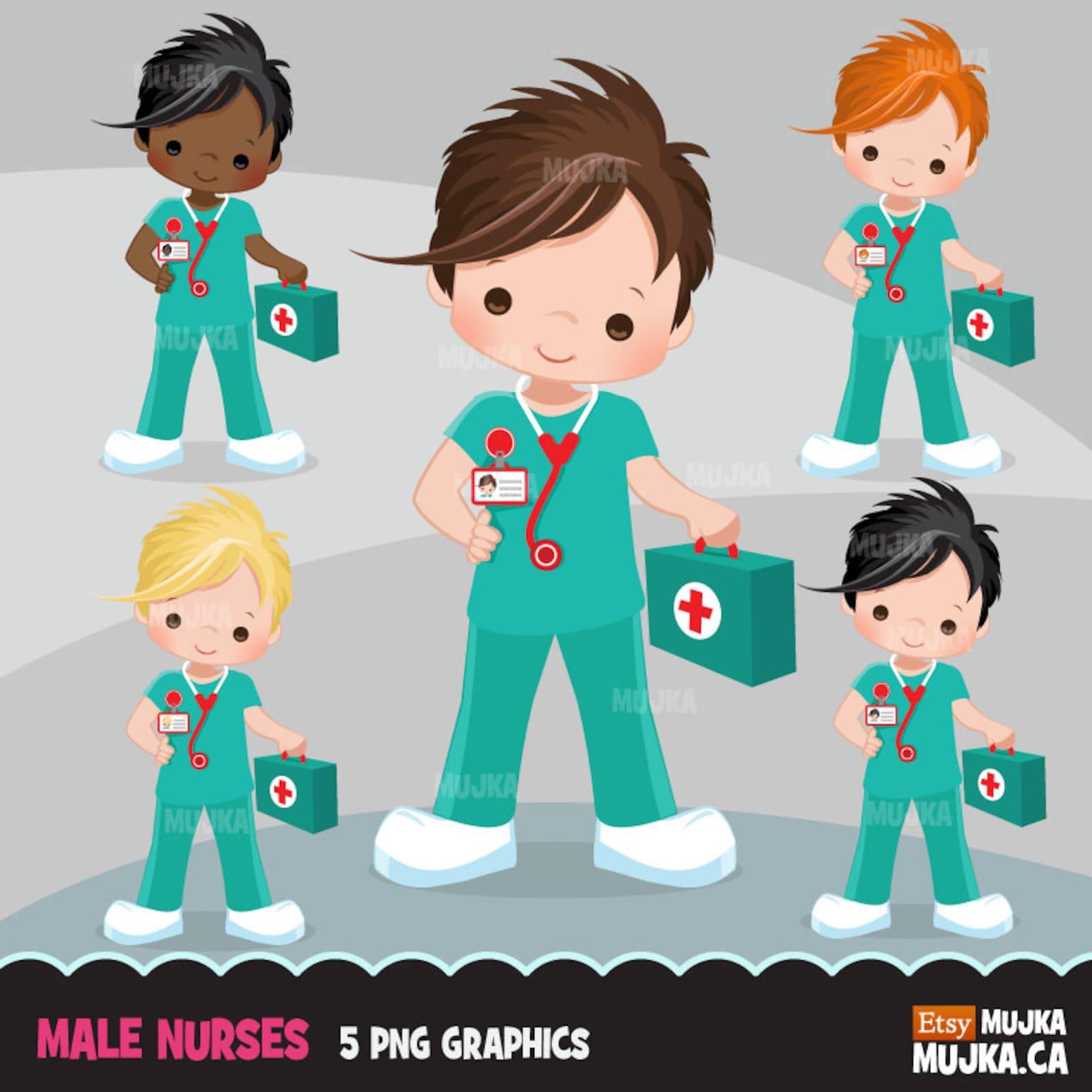 Male Nurse Clipart. Little Boy Graphics Medical Hospital - Etsy Canada