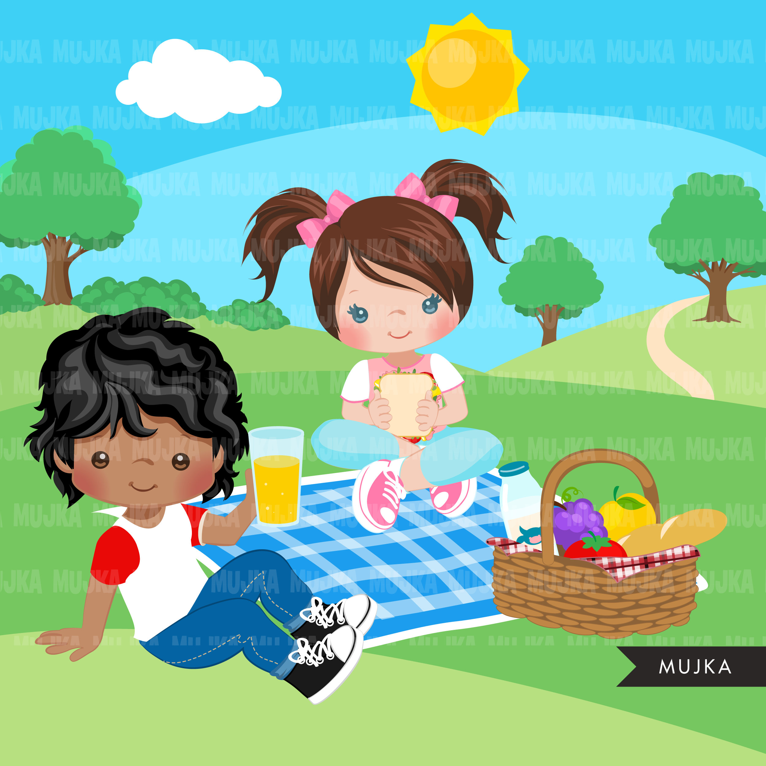 Picnic Clipart Bundle Best Friends Clipart Spring Graphics - Etsy Canada