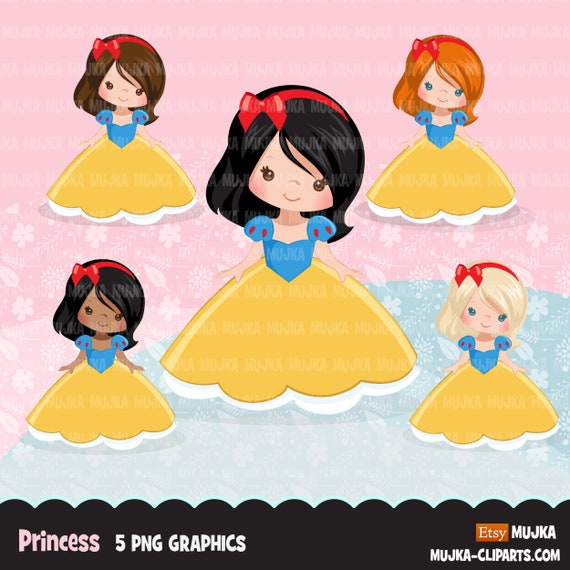 Princess clipart, fairy tale graphics, girls story book, red, blue ...