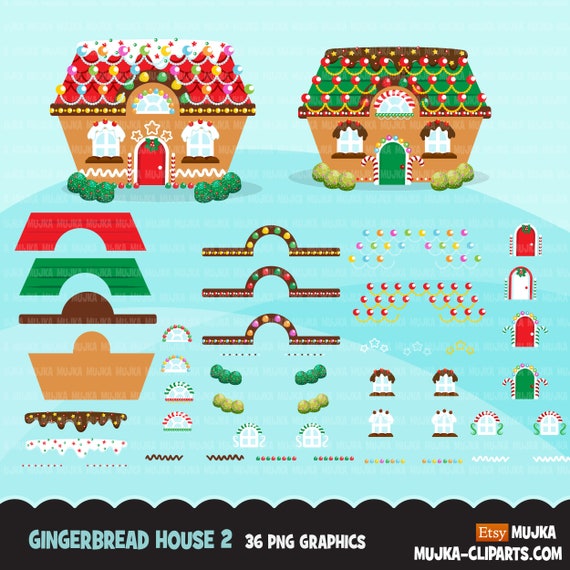 Christmas Clipart Gingerbread Clipart Gingerbread House | Etsy